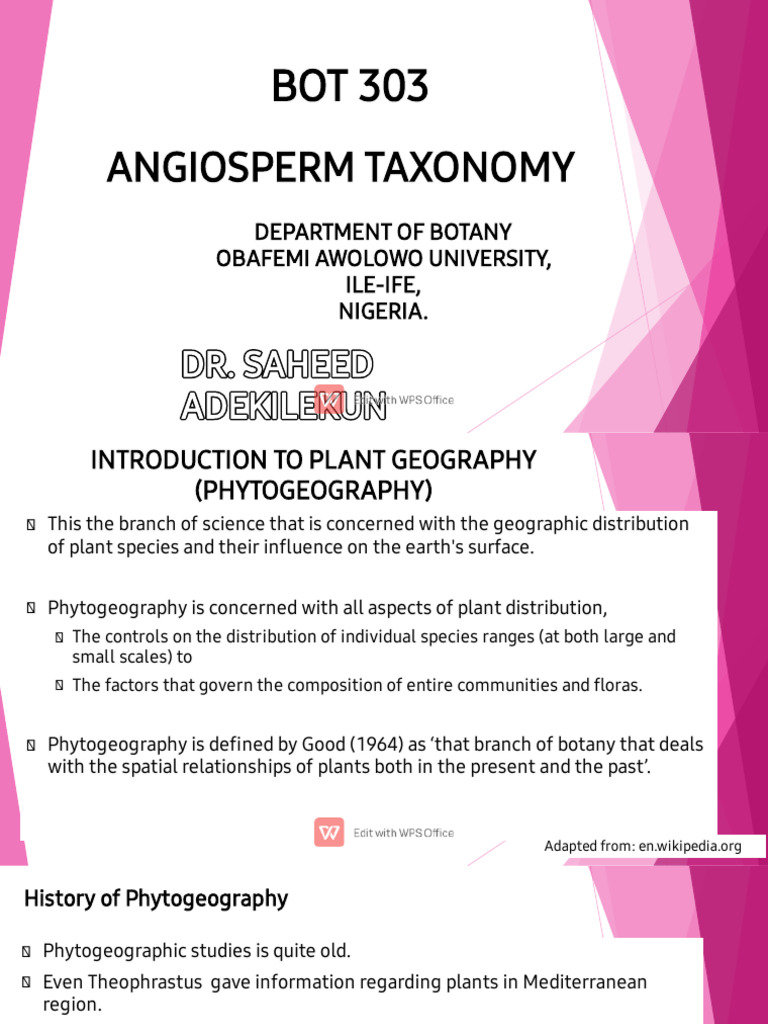 Bot 303 - Phytogeography 2019-2020 Lecture | PDF | Biology | Natural ...