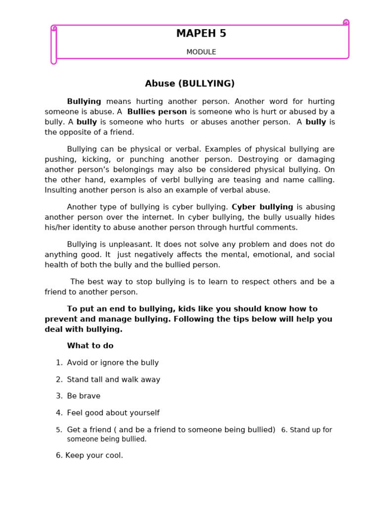 Mapeh 5 3RD Periodical Module | PDF