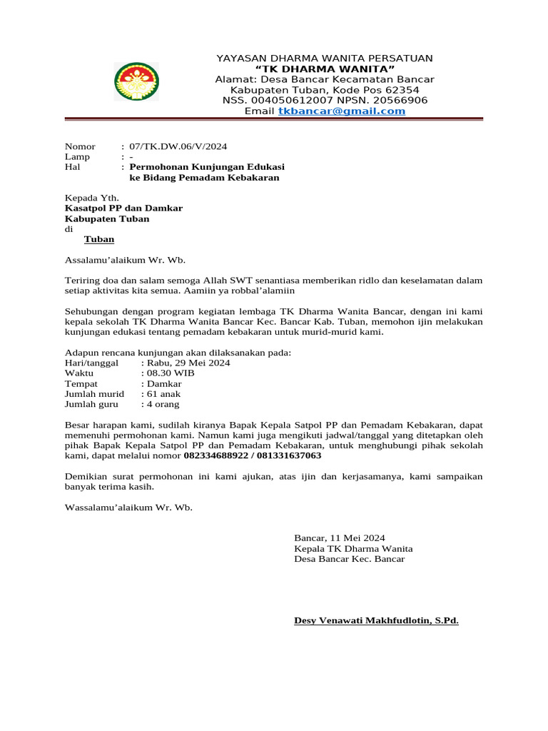 Surat Kunjungan Damkar | PDF
