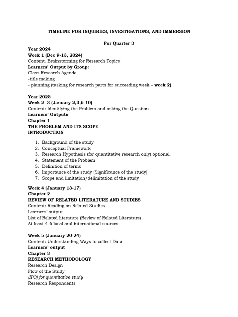 Revised TIMELINE FOR INQUIRIES INVESTIGATIONS AND IMMERSION | PDF ...