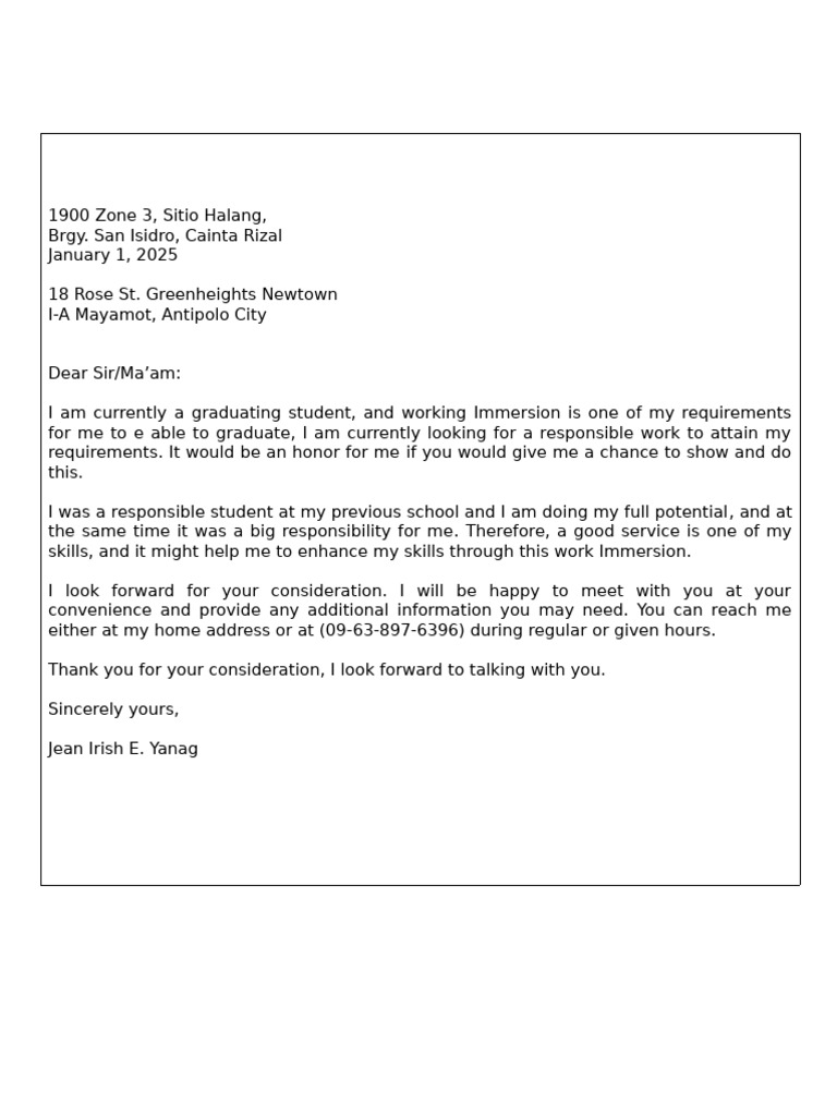 Application Letter (Wi) | PDF