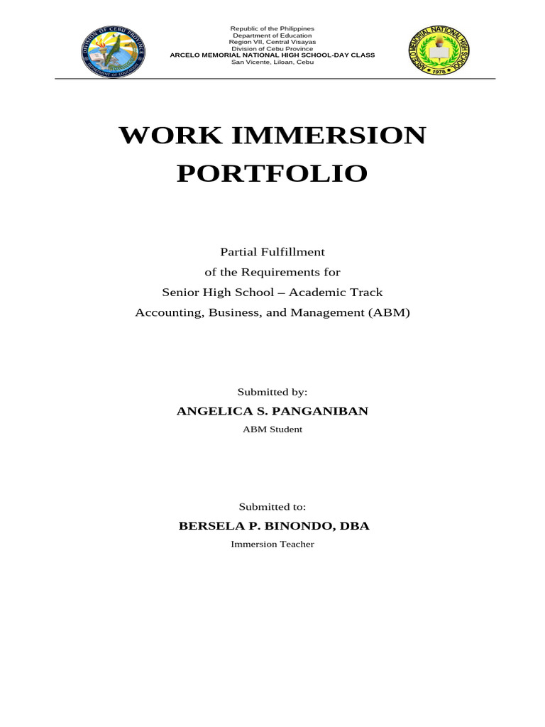 Cover-page-ABM-Work-Immersion | PDF