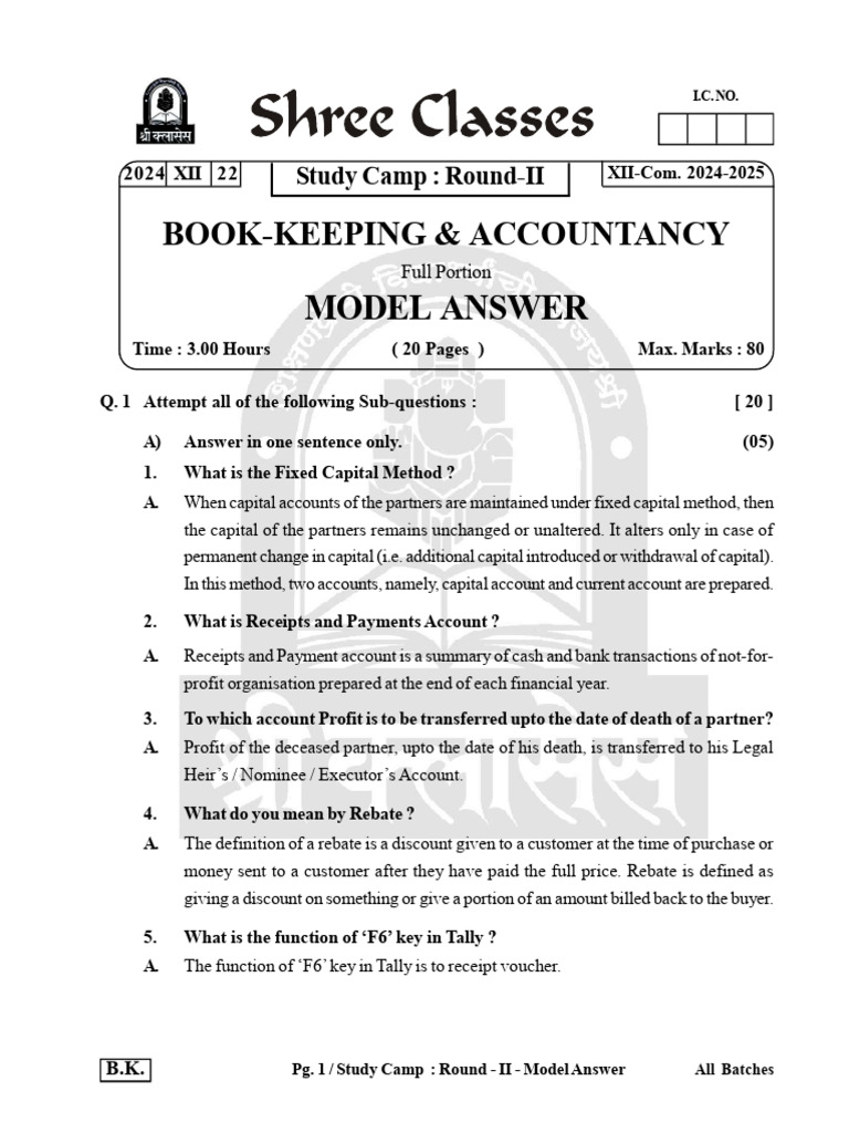 Model Answer - 4 - 27122024878 | PDF | Receipt | Bookkeeping