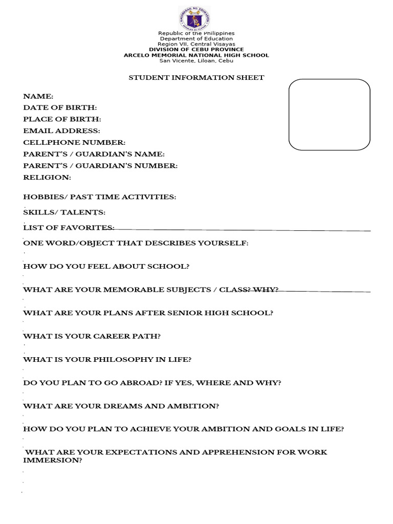 Student Profile Template | PDF