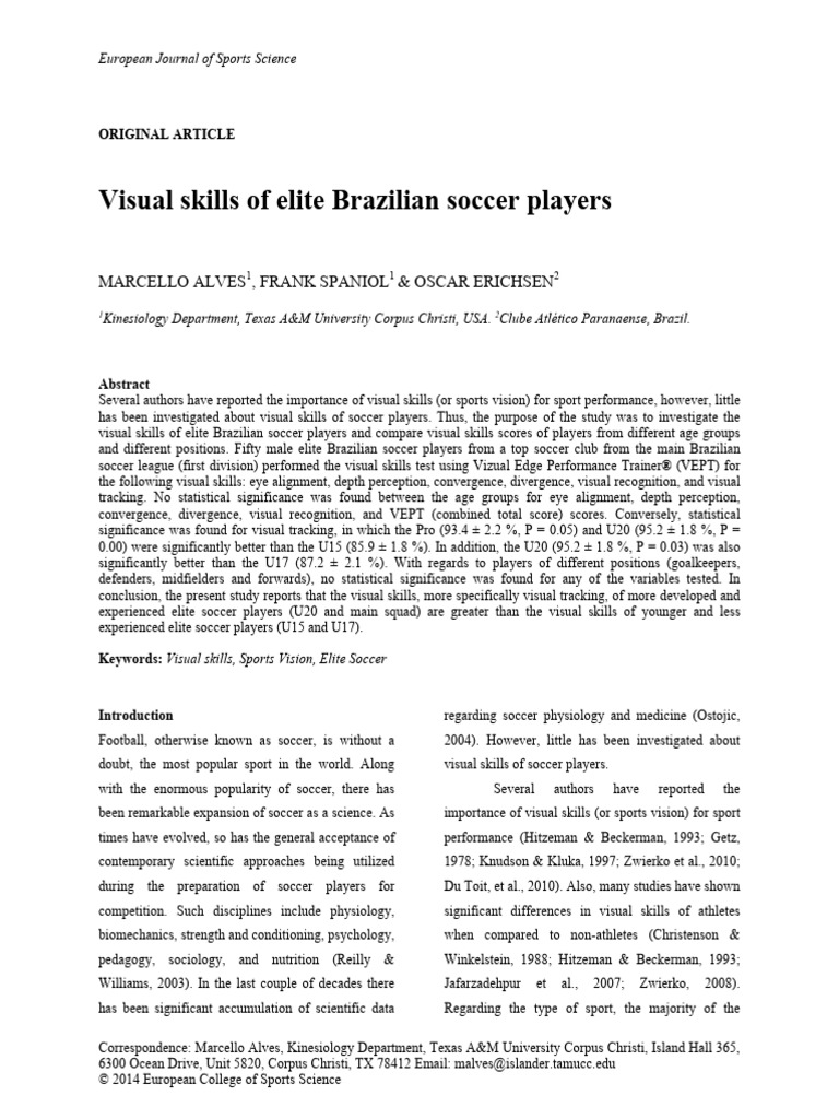 Visual skills of elite Brazilian soccer players | PDF | Science