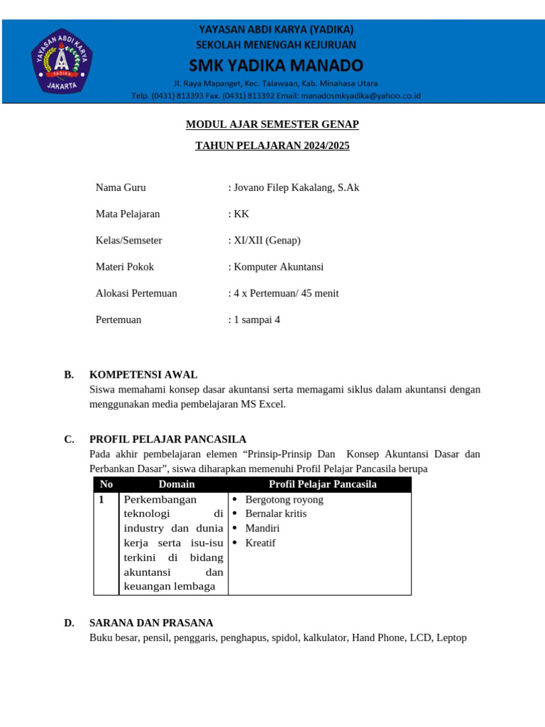 Modul Ajar Komputer Akuntansi XI/XII | PDF