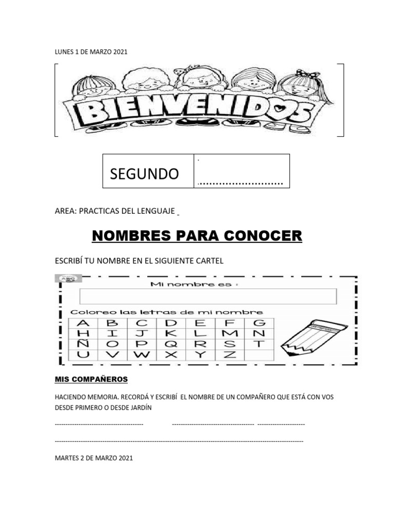 Actividades de Segundo1 Marzo | PDF