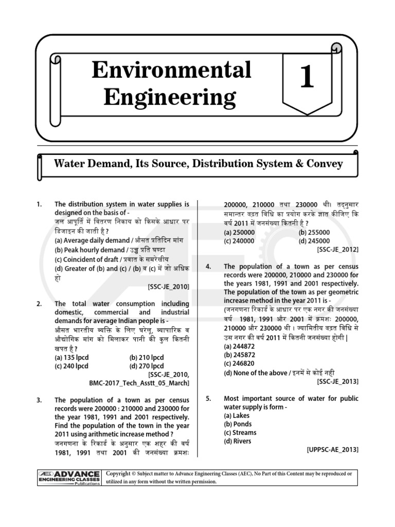 Environmental Engineering | PDF | Water | Aquifer