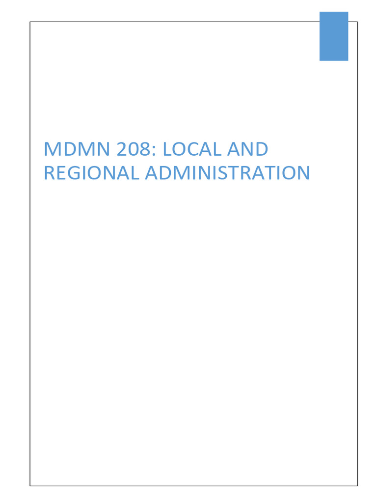 Module - MDMN 208 - Local Governance and Regional Administration | PDF ...