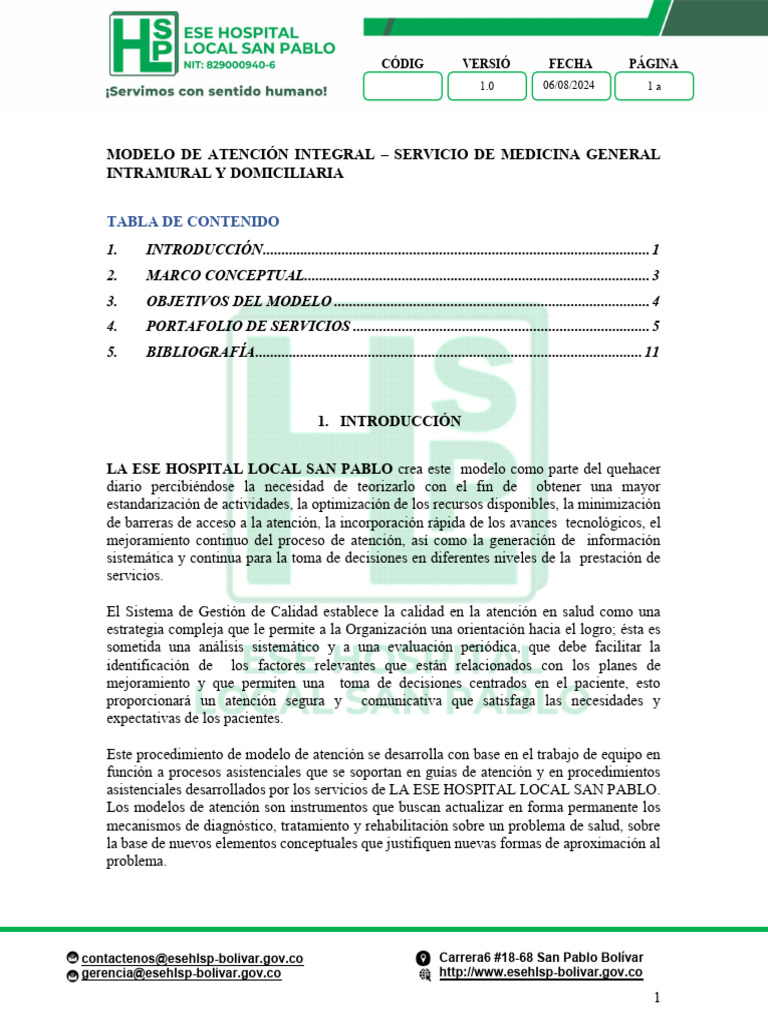 2 Modelo de Atencion Integral en Salud Ese Hslp (1) | PDF | Cuidado de la salud | Hospital