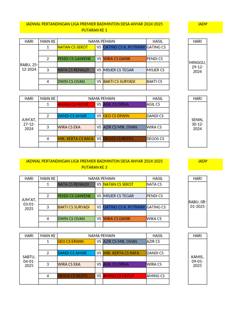 Liga Badminton 2024-2025 | PDF