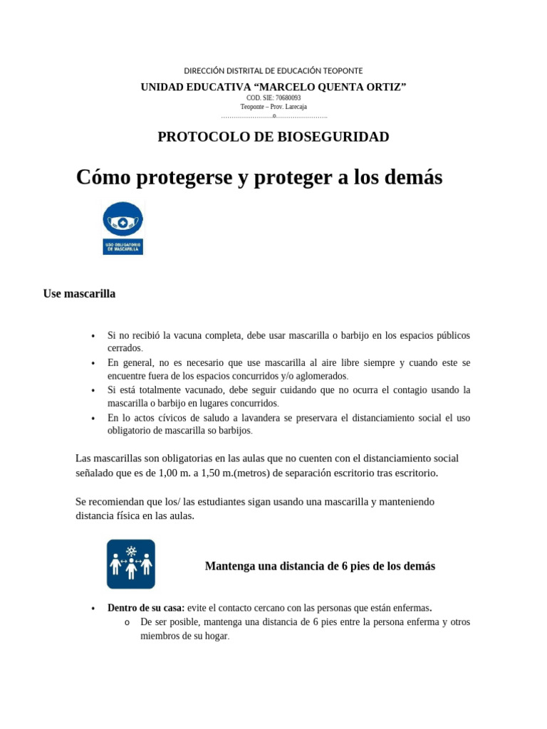 Mqo Protocolo de Bioseguridad | PDF | Lavado de manos | Salud pública