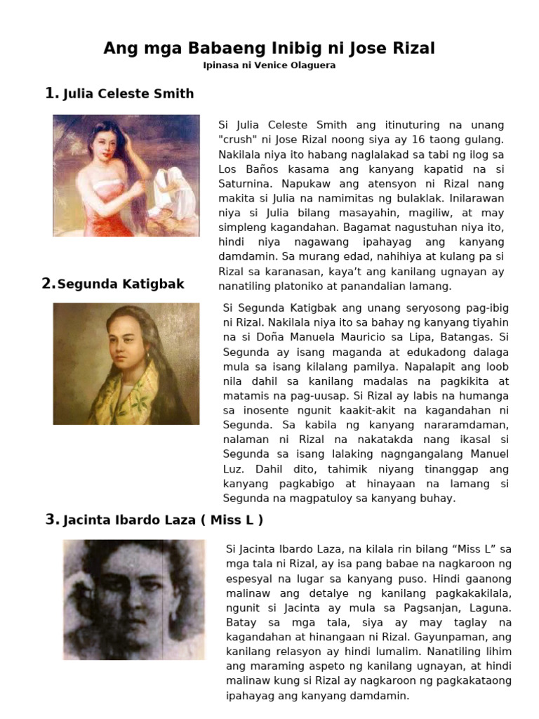 Ang Mga Babaeng Inibig Ni Jose Rizal | PDF