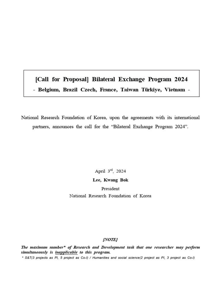 01 - (Call For Proposal) Bilateral Exchange Program 2024 | PDF