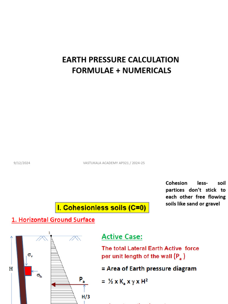 Earth Pressure Calculation Guide | PDF