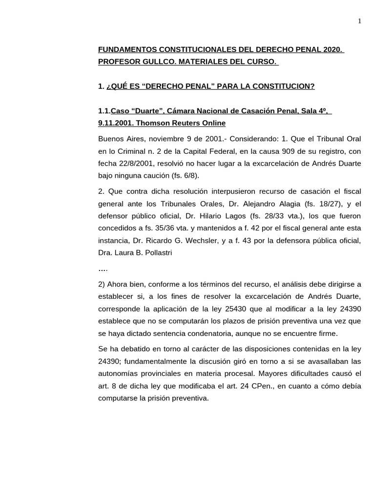 FUNDAMENTOS CONST DERECHO PENAL 2025 MATERIALES | PDF | Derecho penal | Ley procesal