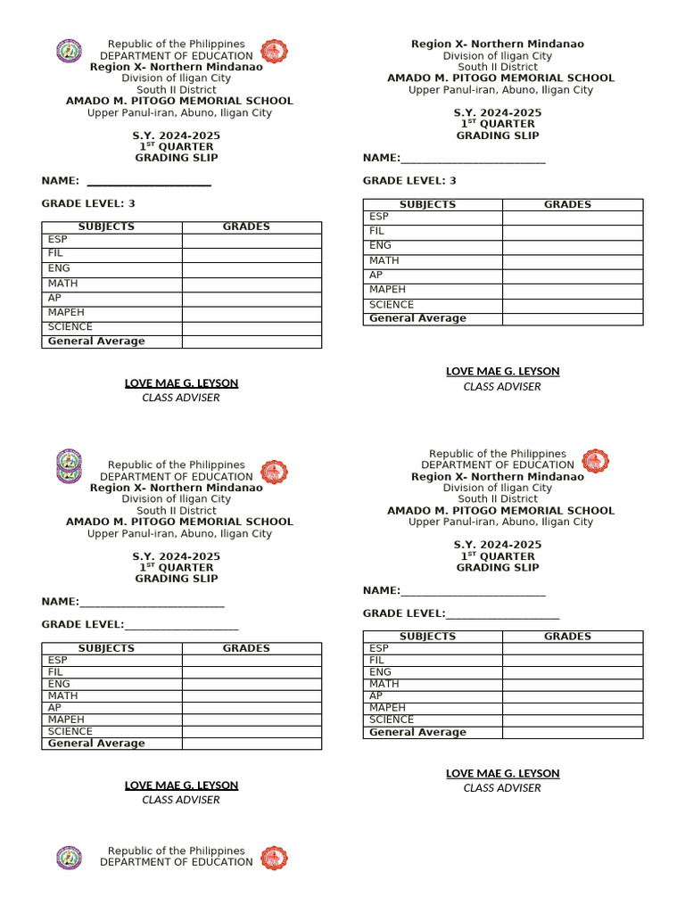 Grade1 Honest Grading Slip Final | PDF | Public Administration | Social ...