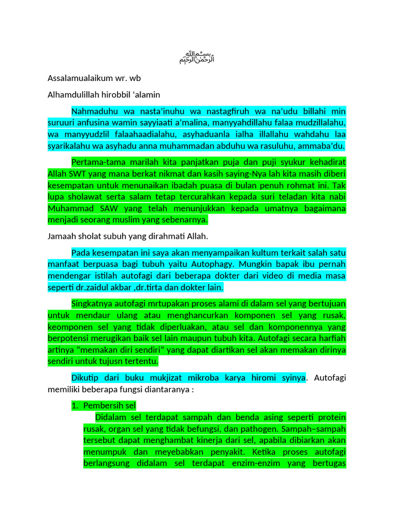 Kultum Autophagy | PDF