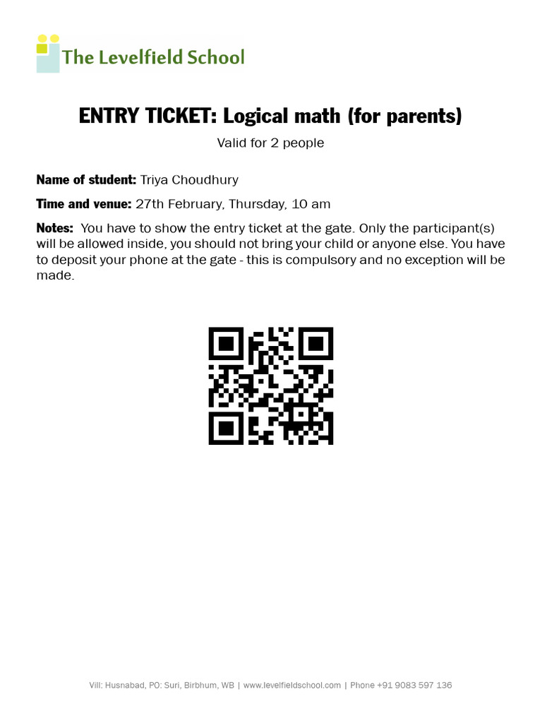 Entry Ticket for Logical Math Event | PDF