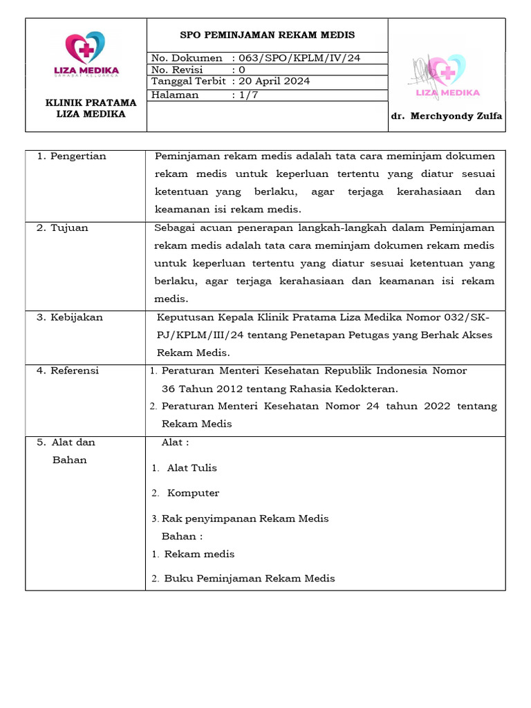 Spo Peminjaman Rekam Medis | PDF
