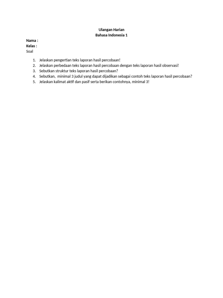 Ulangan Harian LHP | PDF