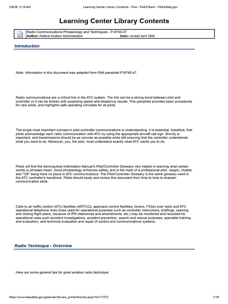 FAA Radio Communications Guide | PDF | Air Traffic Control | Instrument ...