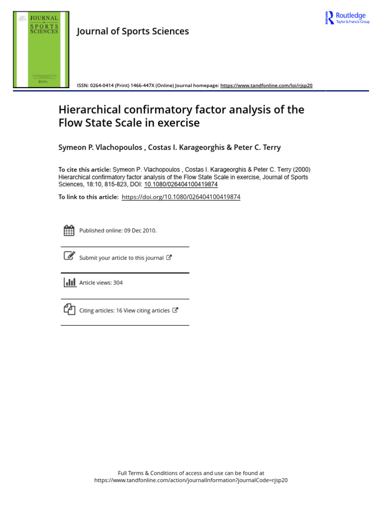 Hierarchical Confirmatory Factor Analysis of The Flow State Scale in ...