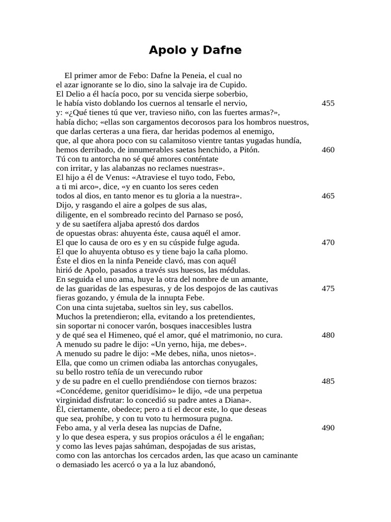 Apolo y Dafne | PDF | Amor