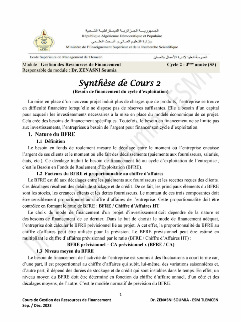 Synthèse de Cours 2 | PDF