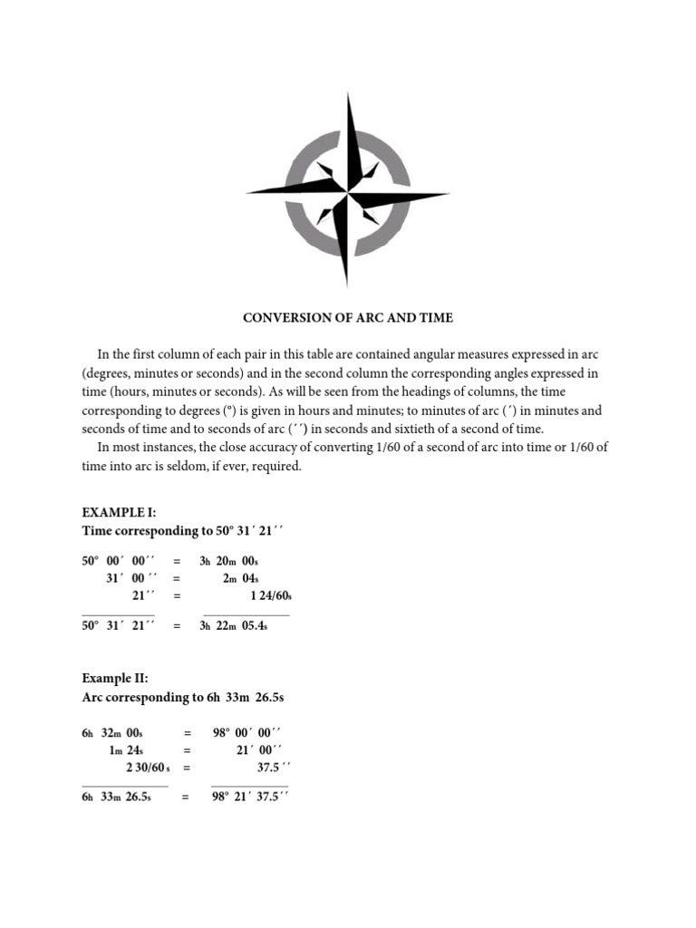 Conversion Arc and Time | PDF | Minute And Second Of Arc | Angle