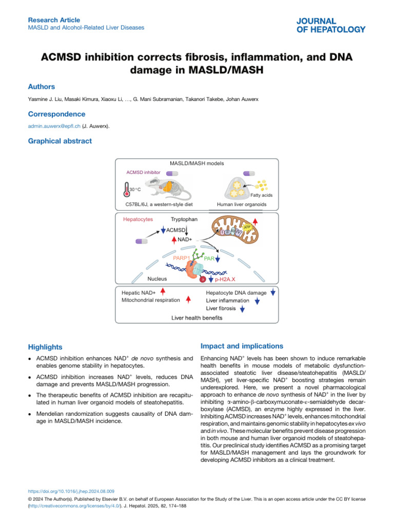 ACMSD Inhibition Corrects Fibrosis, Inflammation, and DNA Damage in ...