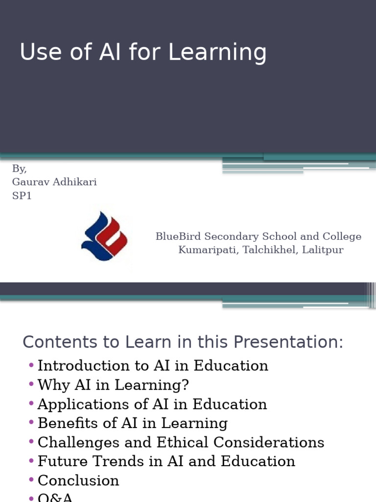 Use of AI For Learning | PDF | Artificial Intelligence | Intelligence ...