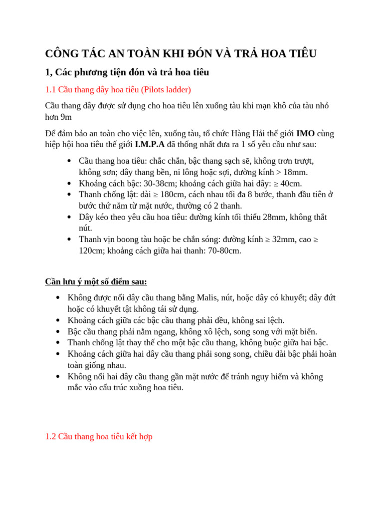 Công Tác An Toàn Khi Đón Và TR Hoa Tiêu | PDF