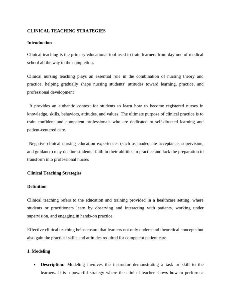 CLINICAL TEACHING STRATEGIES_080520 | PDF | Mentorship | Simulation