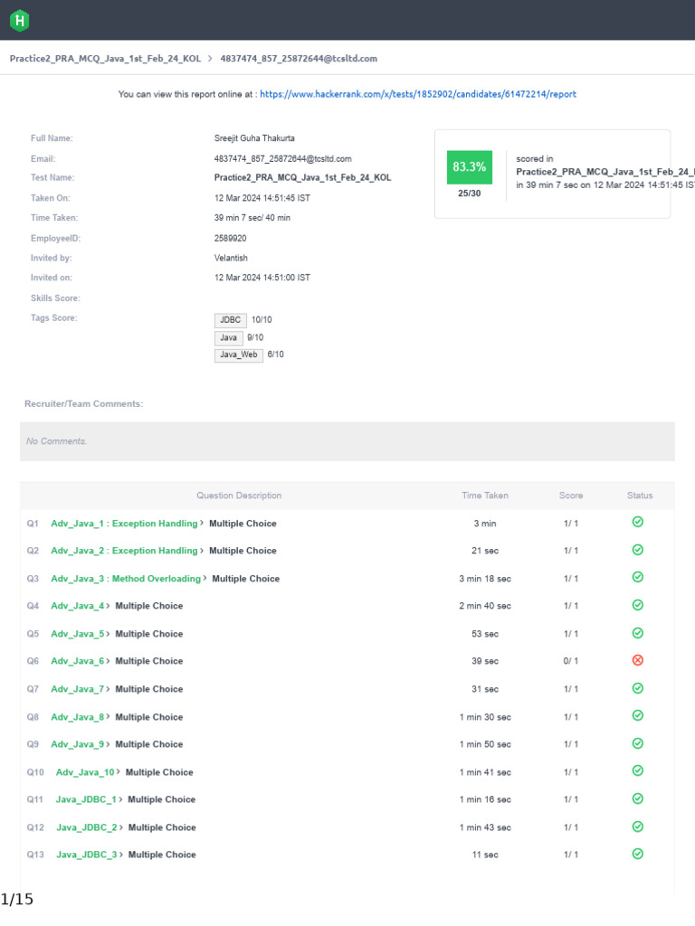 Report Practice2 PRA MCQ Java | PDF | Computer Programming | Computing