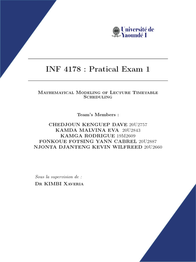 Mathematical Model for Timetable Scheduling | PDF | Mathematical Model ...