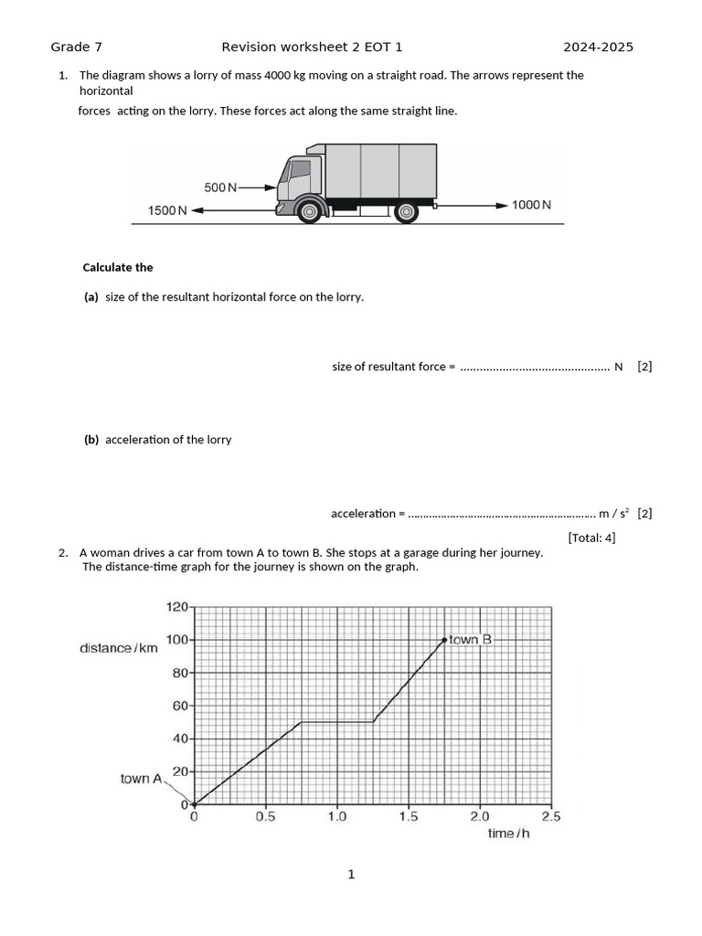 Grade 7 Revision Worksheet 2 for EOT 1 2023-2024 (1) (2) | PDF ...