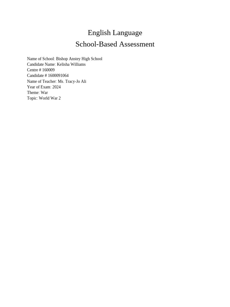 Eng (SBA) - WW2 - Kelisha Williams | PDF | Communication | Learning