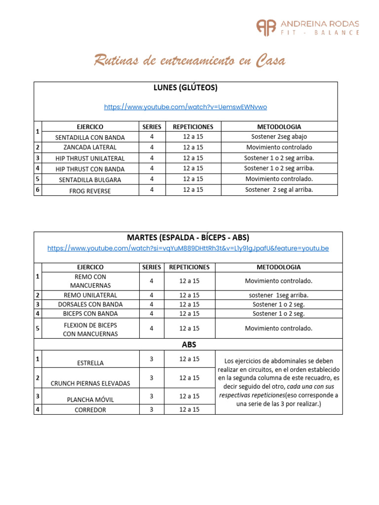 RUTINAS DE ENTRENAMIENTO. PDF | PDF | Ejercicio aerobico | Manejo de la obesidad