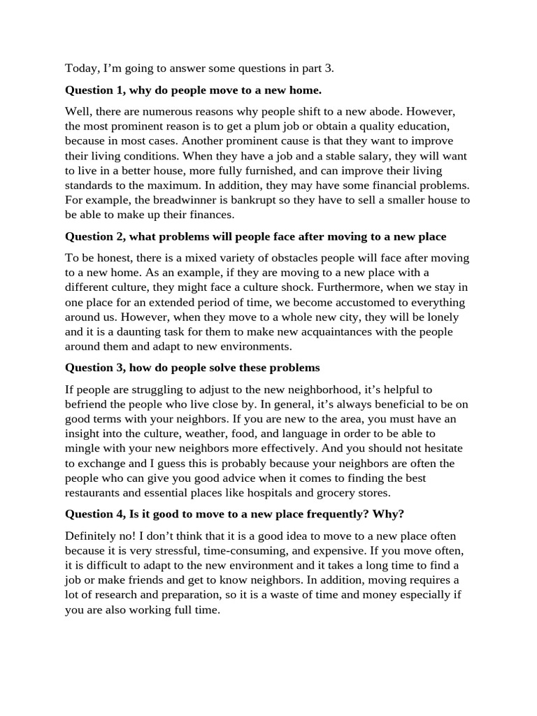 PART 3 WHY DO PEPLE MOVES TO NEW PLACE | PDF