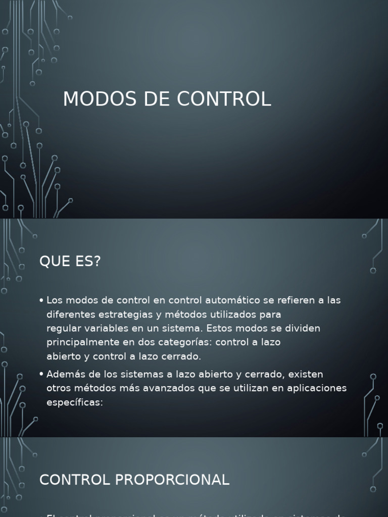 Modos de Control en Sistemas Automáticos | PDF