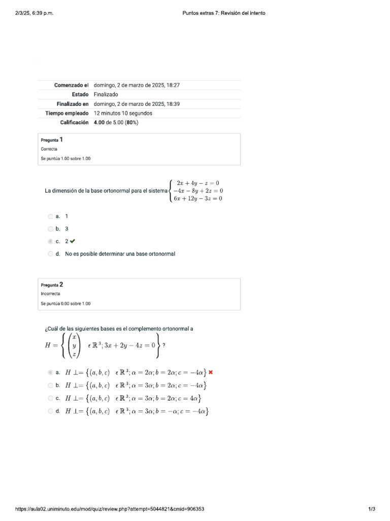 Puntos Extras Algebra (1) - 2 | PDF