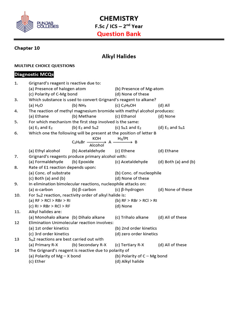 Chemistry 2nd Year Question Bank | PDF | Chemical Reactions | Ether