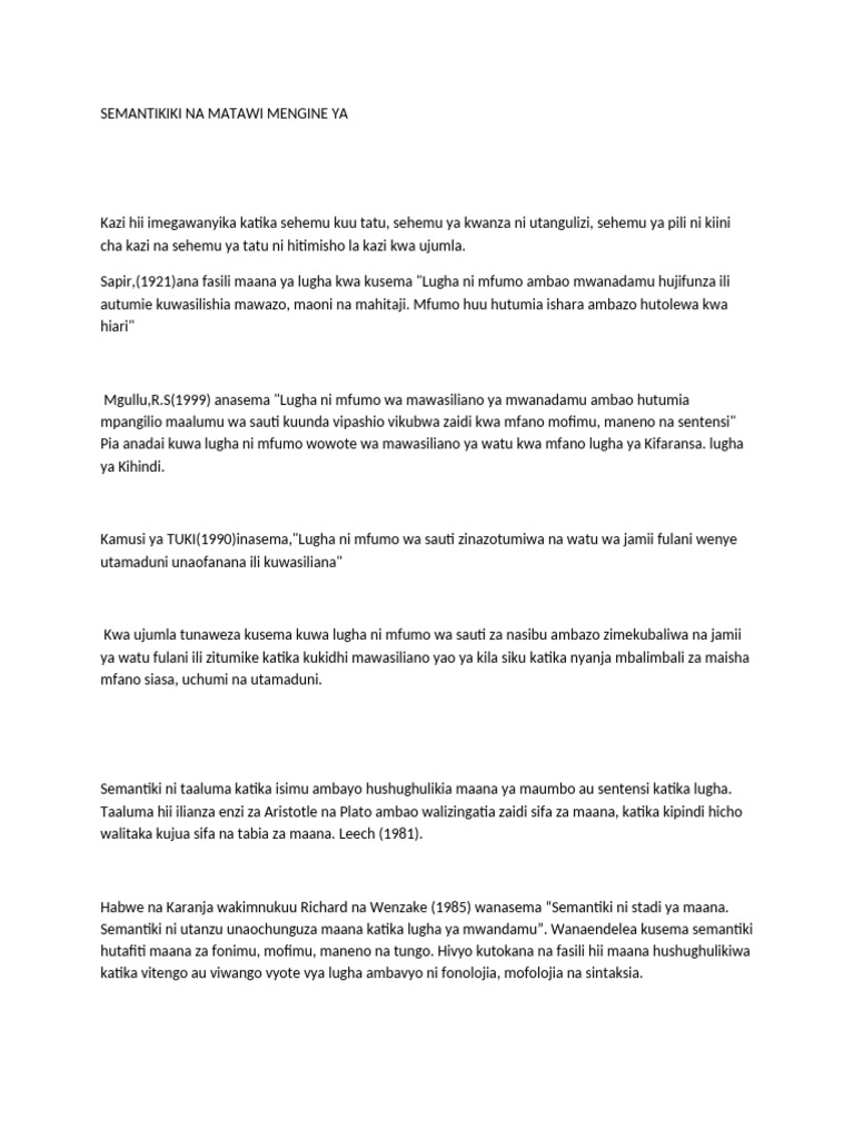 Semantiki Kwzi Ya Ziiada | PDF