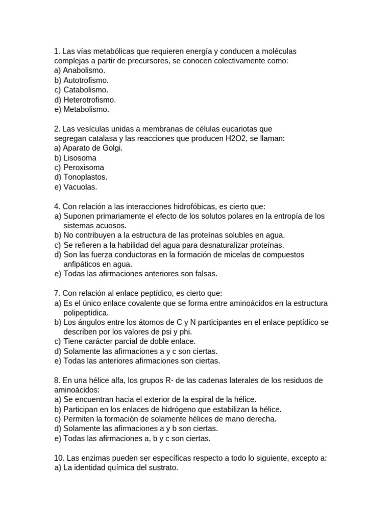 Bioquimica 1 Seleccion 12122023 | PDF | Metabolismo | Proteínas