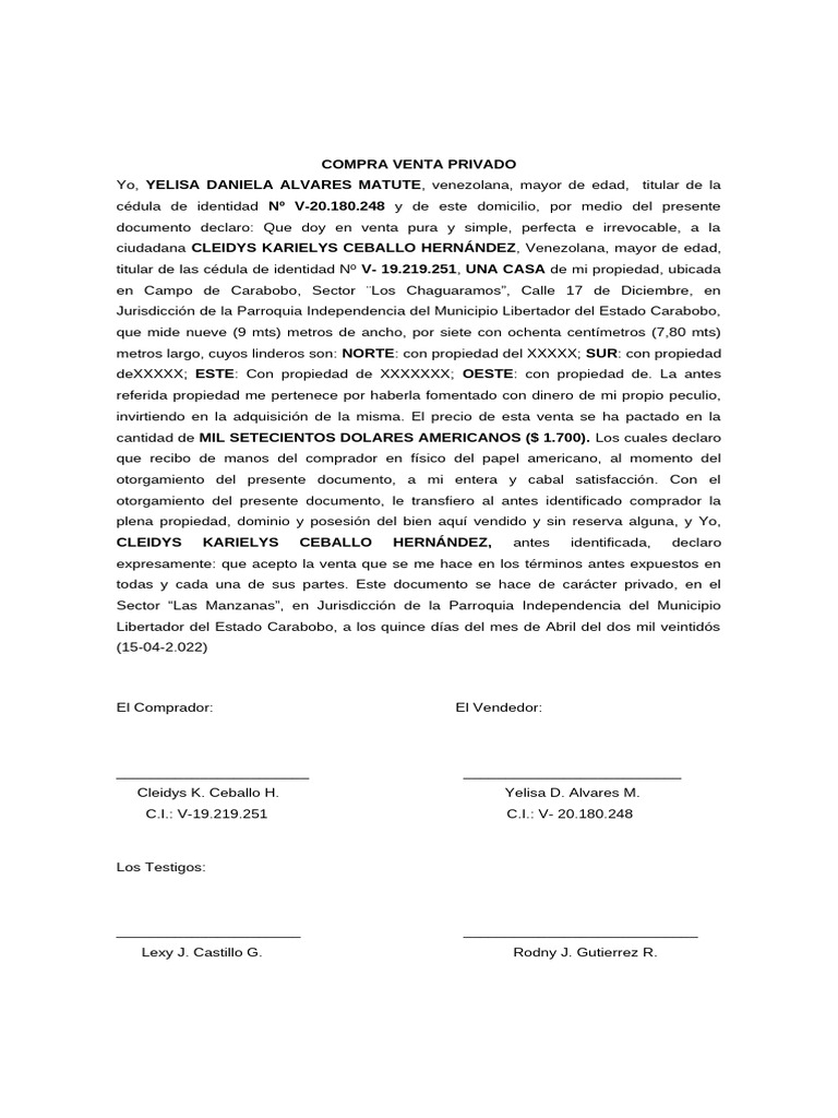 Compra Venta Ceballo | PDF