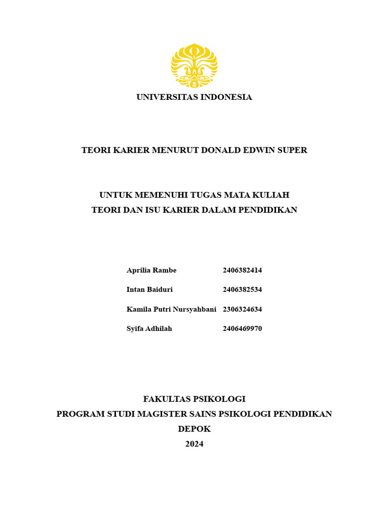 Kelompok 1 - Teori Dan Isu Karier - Donald Edwin Super | PDF
