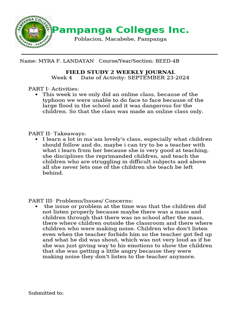 FS Weekly Journal | PDF