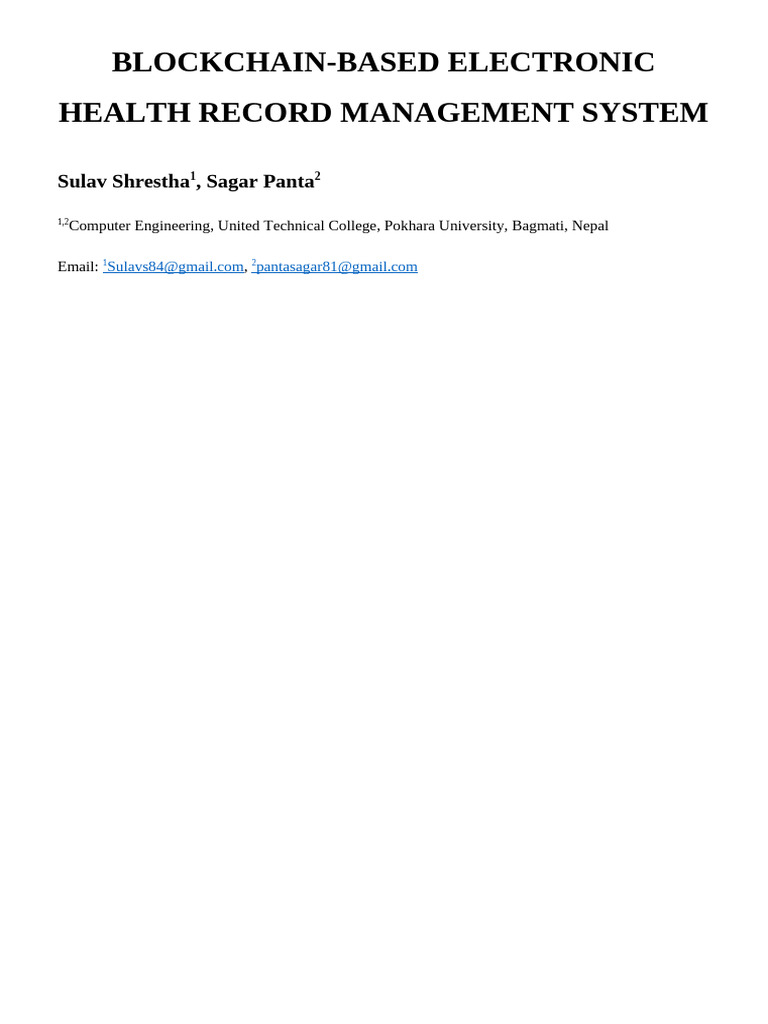 Blockchain EHR Management System | PDF | Electronic Health Record | Key (Cryptography)