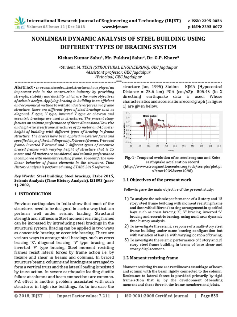 Nonlinear Dynamic Analysis Of Steel Building Using Pdf Beam Structure Truss